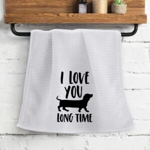 OHSUL I Love You Long Time Dachshund Valentine's Day Kitchen Towels Dish Towels Dish Cloth,Cute Wiener Dog Hand Towels Tea Towel for Bathroom Kitchen Decor,Dog Lovers Couples Gifts