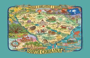 kay dee designs adventure destinations south carolina map tea kitchen towel, 18" x 28", various