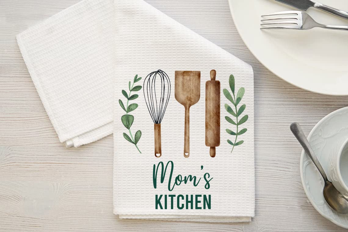 DiandDesignGift Mommy's Kitchen Towel - Tea Towel Kitchen Decor - Mommy's Kitchen Soft and Absorbent Kitchen Tea Towel - Decorations House Towel - Kitchen Dish Towel Mommy's Birthday Gift