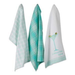 dii quarantine collection dishtowel set, quarantini, 18x28, 3 piece