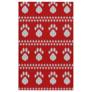 christmas pattern red paw print kitchen towels and dishcloths set of 4-17.7" x 28.3" absorbent dish towels with hanging loop hand towel for farmhouse bar towels & tea towels