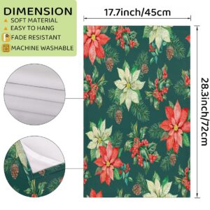 Christmas Red White Poinsettia Flowers Kitchen Towels and Dishcloths Set of 4-17.7" x 28.3" Absorbent Dish Towels with Hanging Loop Hand Towel for Farmhouse Bar Towels & Tea Towels