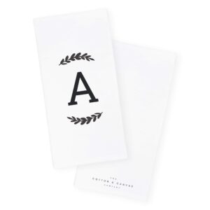 The Cotton & Canvas Co. Personalized Single Monogram Initial A Soft Absorbent Kitchen Tea Towel, Flour Sack Towel, Dish Cloth