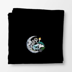 Voatok Gothic Skull Moon Colourful Mushroom Leaves Flowers Kitchen Towels Dish Towels Set of 2,Gothic Skull Halloween Kitchen Hand Towels,Skull Lovers Gifts,Wife Sister Gothic Lover Gifts