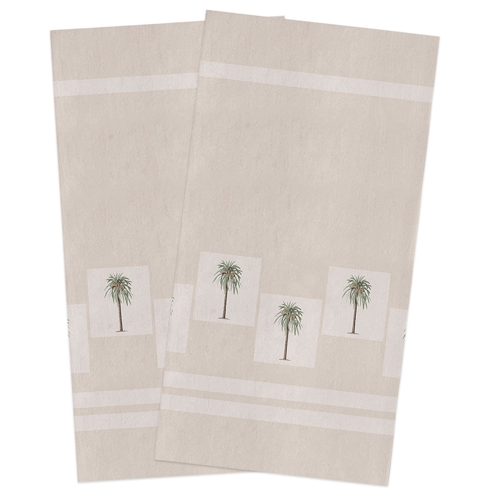 Zadaling Kitchen Towels,Khaki Tropical Palm Tree 16x28 Inches Soft Kitchen Dish Cloth,Cotton Tea Towels/Bar Towels/Hand Towels,(2 Pack)