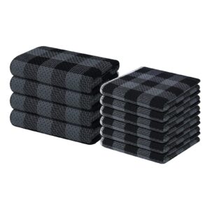 homing kitchen towels & dish cloths set, 10 pack, 13" x 28" & 12" x 12", grey black