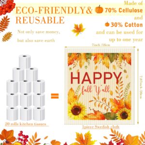 Thanksgiving Swedish Kitchen Dishcloths Pumpkins Multi Purpose Kitchen Towel Absorbent Fall Dish Clothes Soft Reusable Cleaning Dish Cloths Washable Decorative Tea Towels (Autumn Style, 6 Pcs)