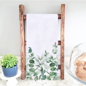 Watercolor Eucalyptus Leaves Home Sweet Home Kitchen Dish Towel 18 x 28 Inch, Summer Greenery Tea Towels Dish Cloth for Cooking Baking Set of 2