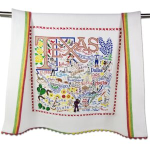 catstudio texas dish towel - u.s. state souvenir kitchen and hand towel with original artwork - perfect tea towel for texas lovers, travel souvenir