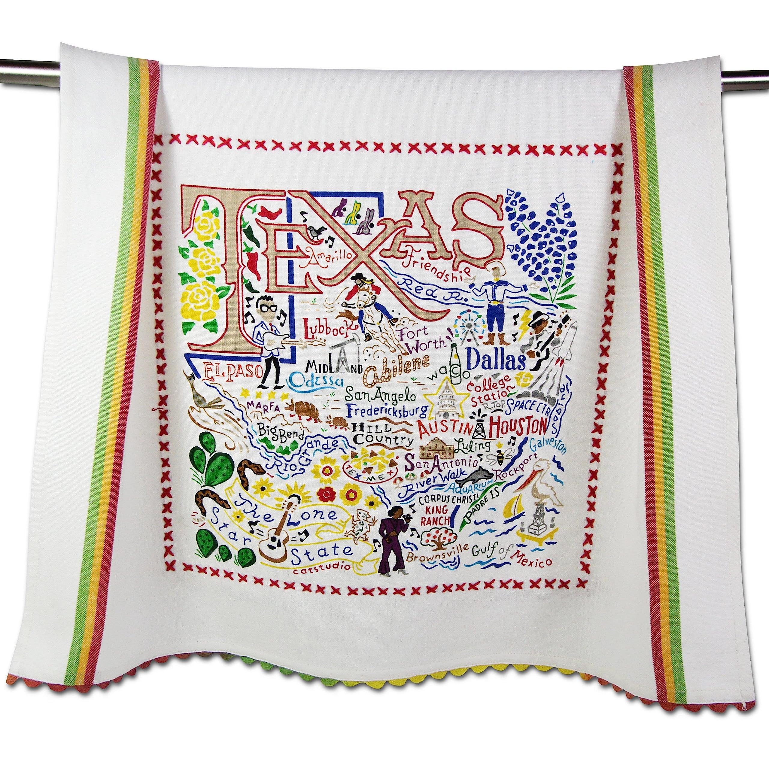 Catstudio Texas Dish Towel - U.S. State Souvenir Kitchen and Hand Towel with Original Artwork - Perfect Tea Towel for Texas Lovers, Travel Souvenir