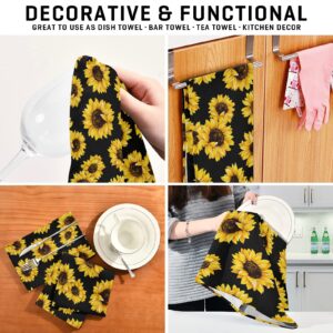 Naanle Watercolor Sunflower Kitchen Towels 1 Pack Dish Cloths Reusable Cleaning Cloths Absorbent Hand Towels Tea Towels Bar Towels Fast Drying 28 x 18 in