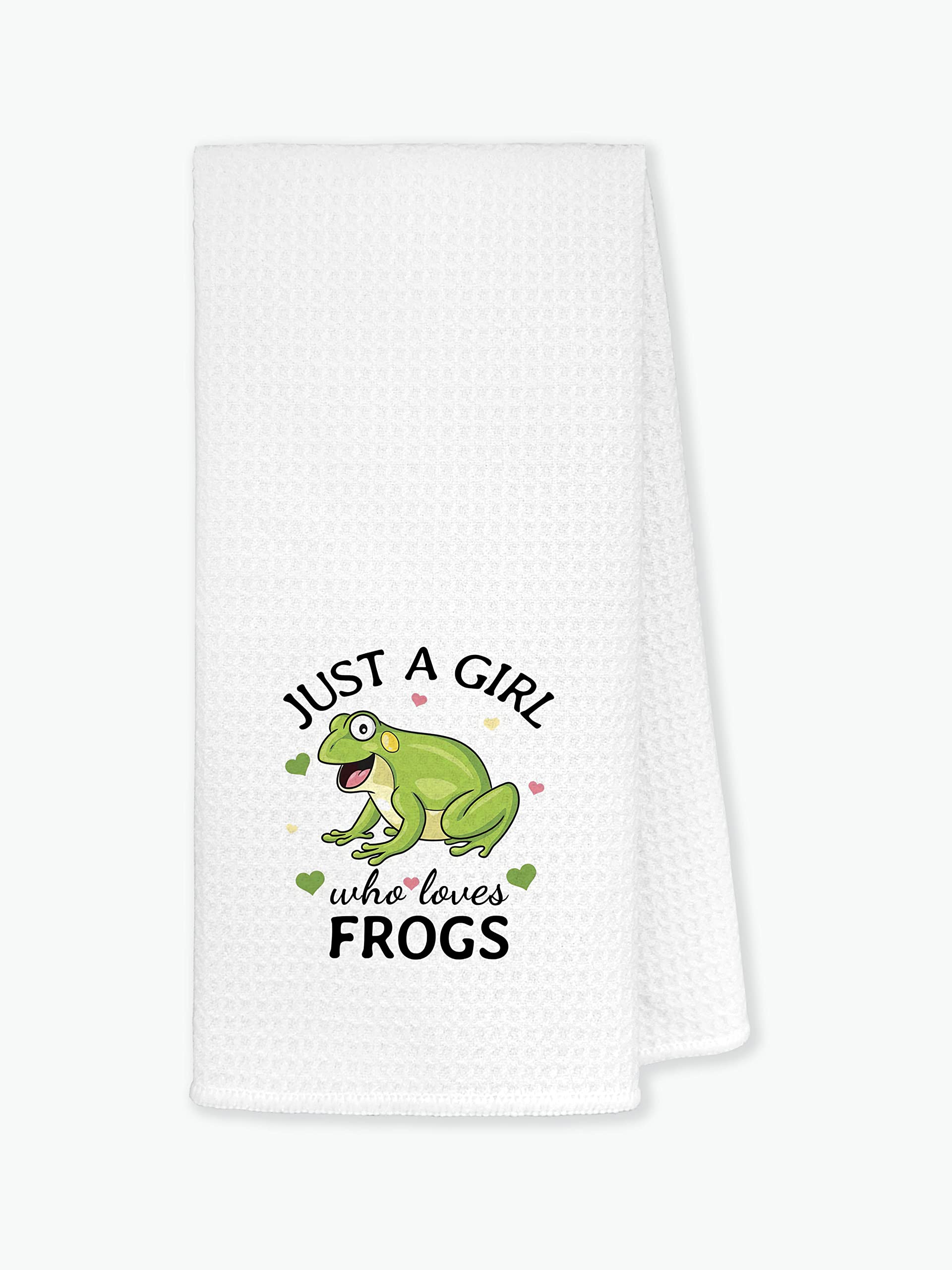 FULSOE Just A Girl Who Loves Highland Frogs Kitchen Towels Dishcloths 24"x16",Cute Green Frog Dish Towels Bath Towels Hand Towels,Gifts for Frog Lovers Girls Women