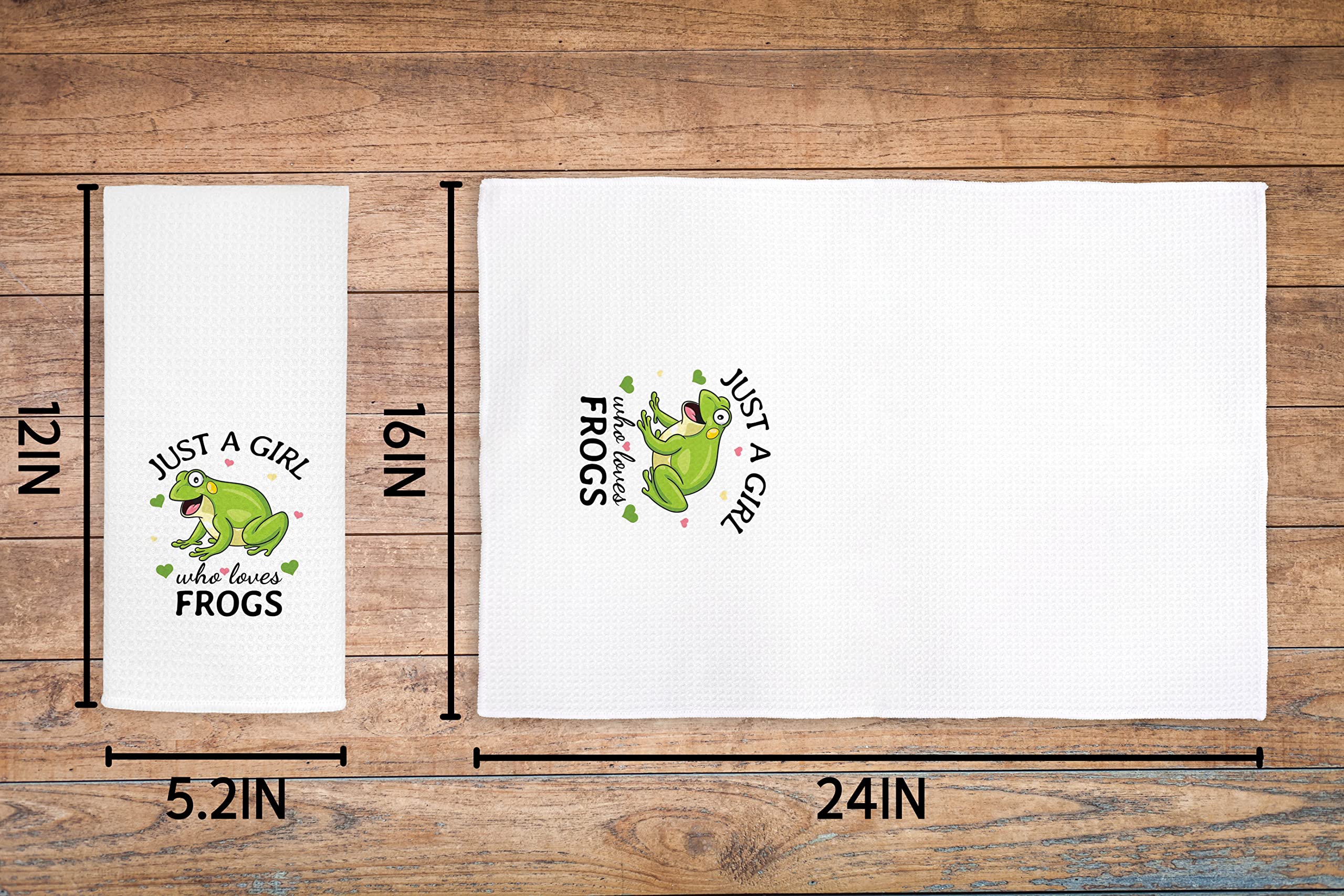 FULSOE Just A Girl Who Loves Highland Frogs Kitchen Towels Dishcloths 24"x16",Cute Green Frog Dish Towels Bath Towels Hand Towels,Gifts for Frog Lovers Girls Women