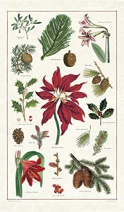 cavallini papers vintage christmas botanica cotton tea towel