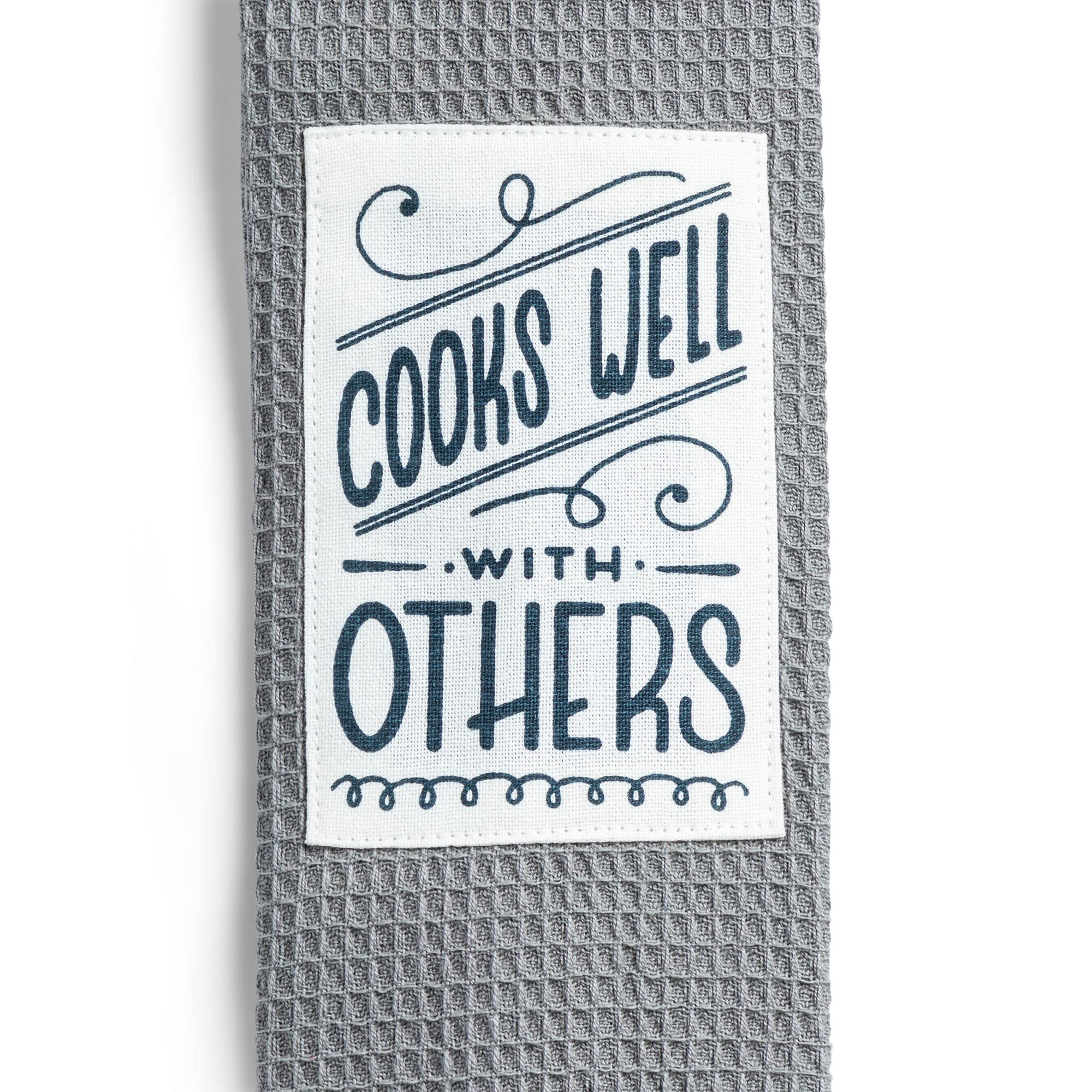 DEMDACO Cooks Well With Others Grey and White 69 inch Cotton Fabric Boa Dish Towel