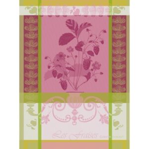 garnier-thiebaut fraisier rose french jacquard kitchen towel 22"x30", 100% cotton