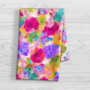 Abstract Spring Flower Hand Towel - Kitchen Towel - Bathroom Hand Towel - Dish Towel - Cotton Terry Cloth - 15"x25"