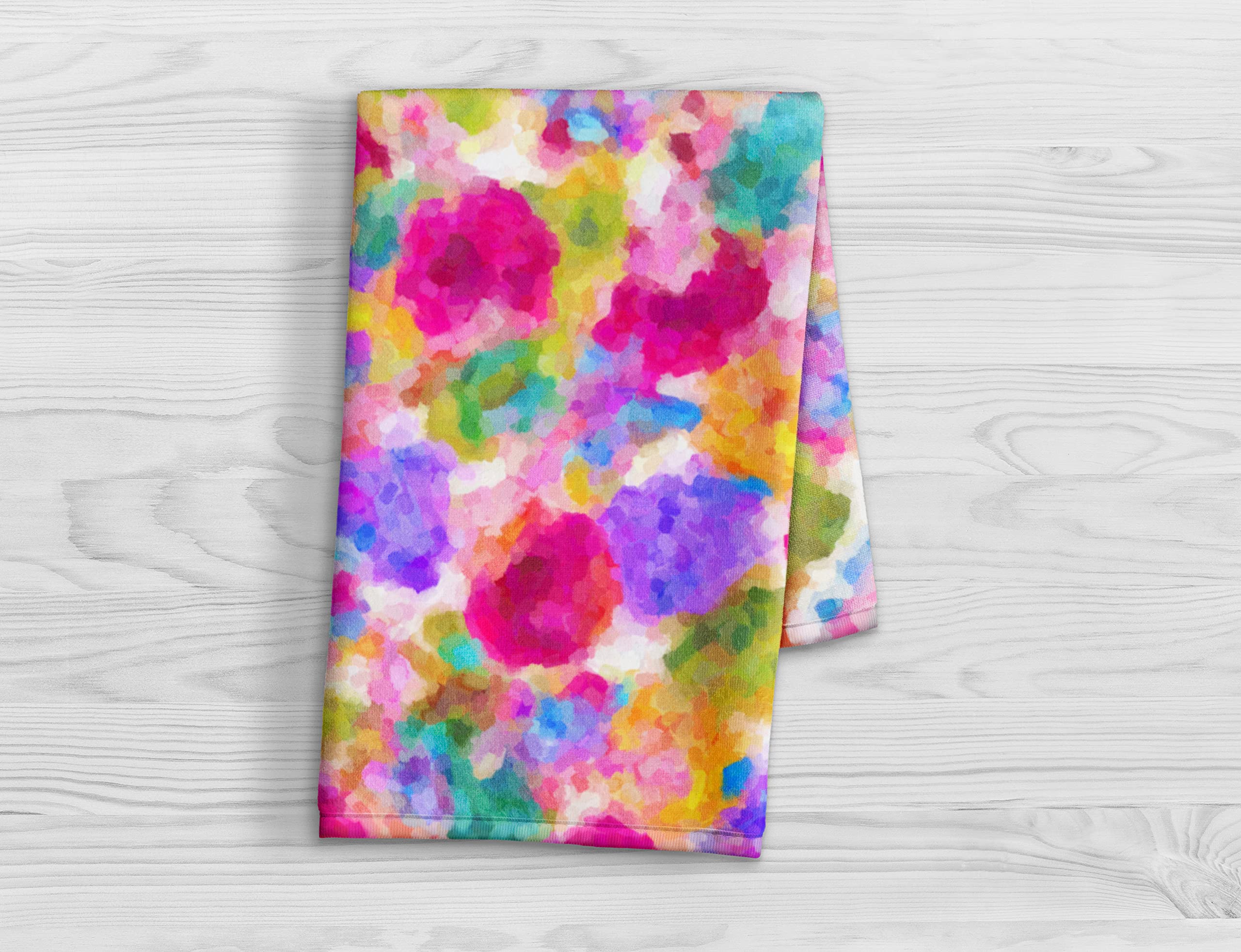 Abstract Spring Flower Hand Towel - Kitchen Towel - Bathroom Hand Towel - Dish Towel - Cotton Terry Cloth - 15"x25"