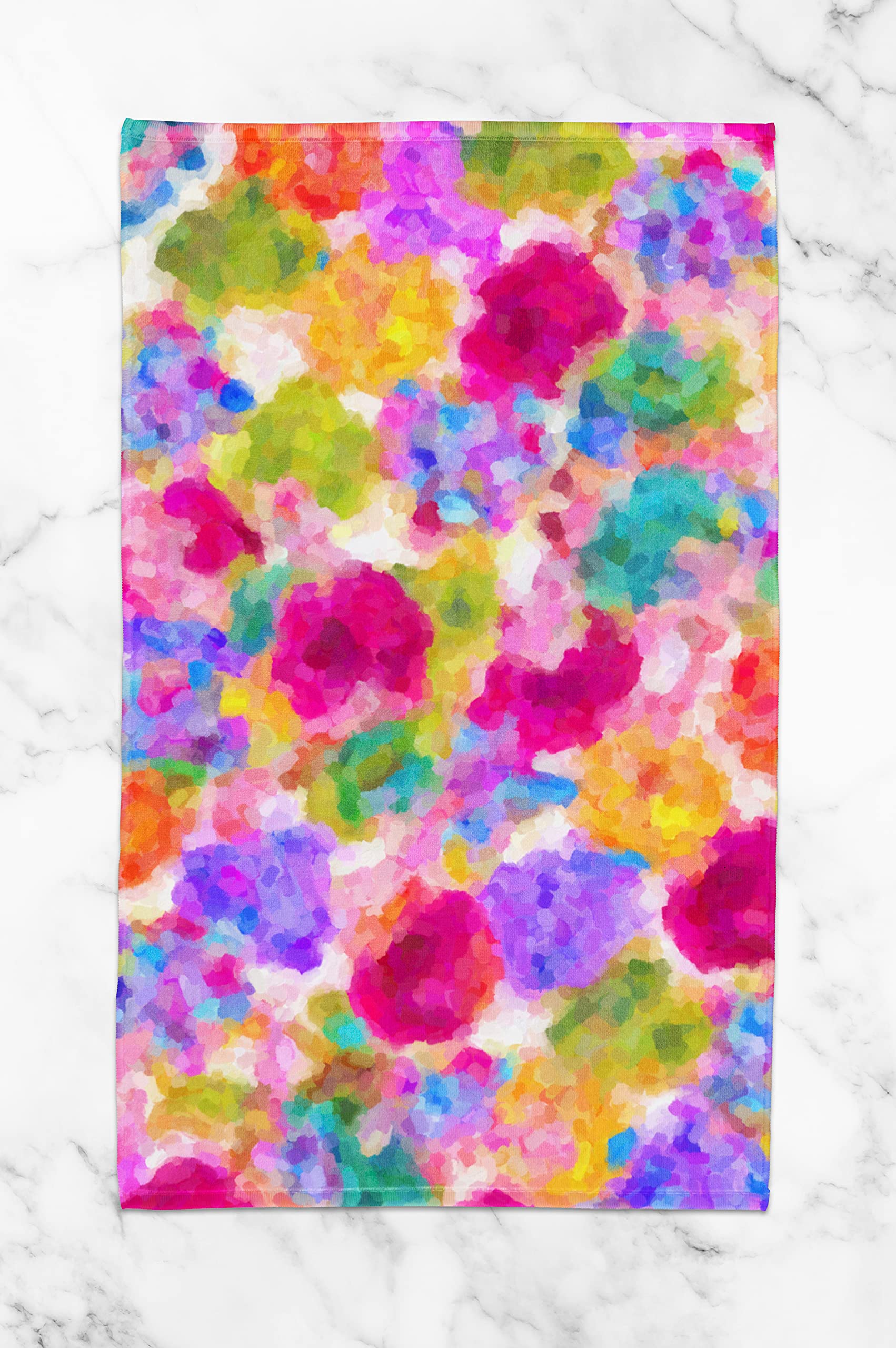 Abstract Spring Flower Hand Towel - Kitchen Towel - Bathroom Hand Towel - Dish Towel - Cotton Terry Cloth - 15"x25"