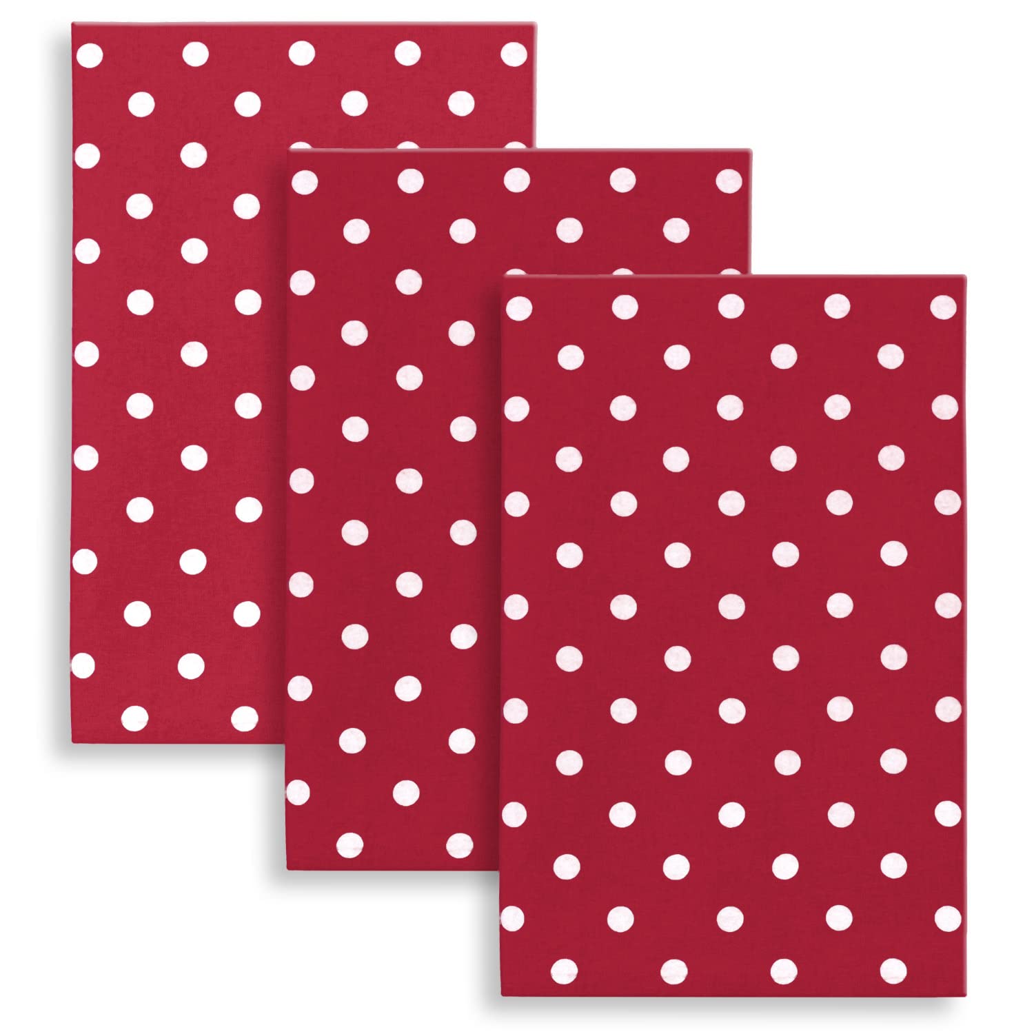 Cackleberry Home Red with White Polka Dots Kitchen Towels Cotton 18 x 28 Inches, Set of 3