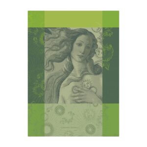 garnier-thiebaut, venus de boticelli, vert french jacquard kitchen/tea towel, 100% cotton