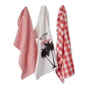 dii quarantine collection dishtowel set, staycation, 18x28, 3 piece