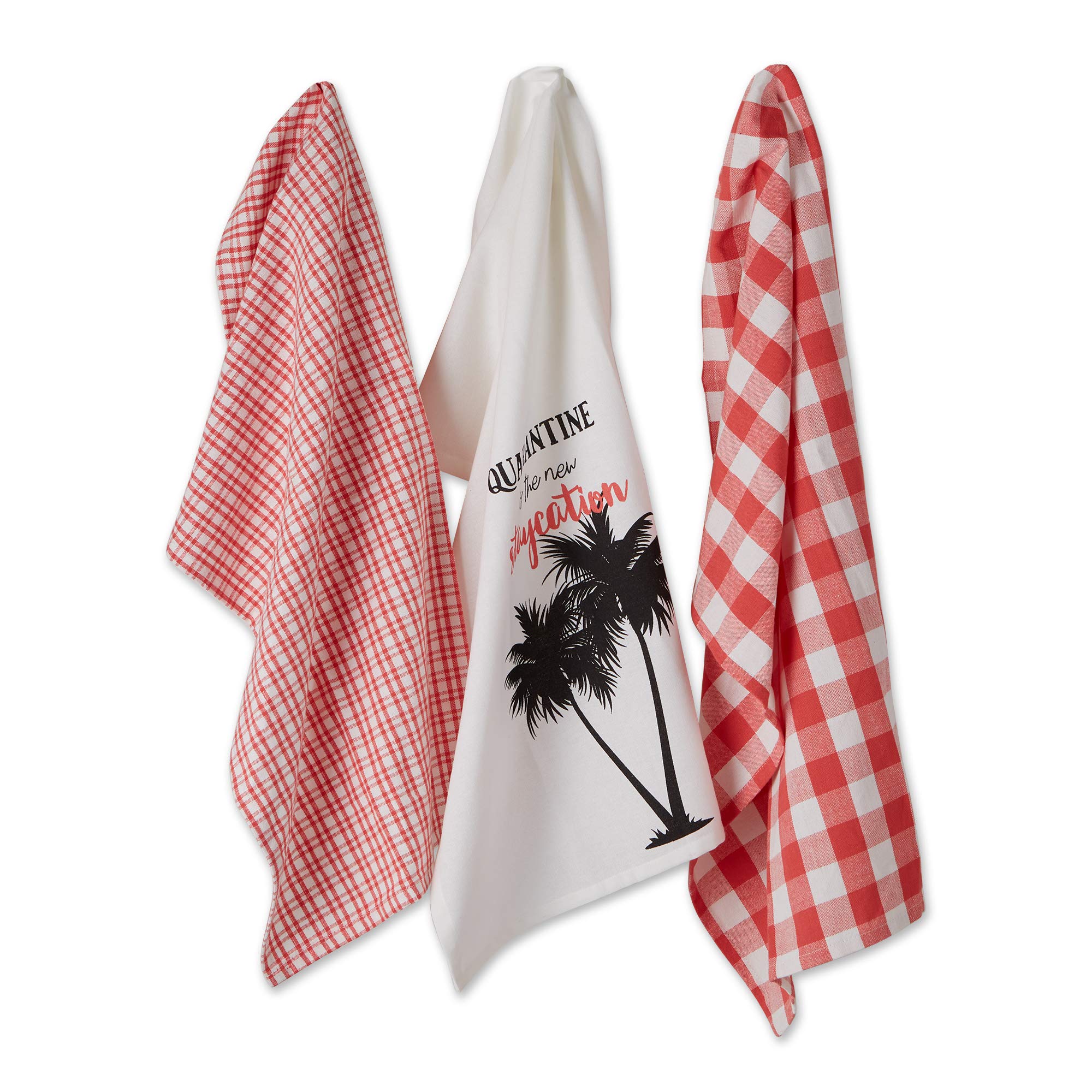 DII Quarantine Collection Dishtowel Set, Staycation, 18x28, 3 Piece