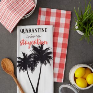 DII Quarantine Collection Dishtowel Set, Staycation, 18x28, 3 Piece