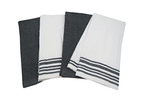 Mainstay Kitchen Towels - Set of 4 (Gray, White)