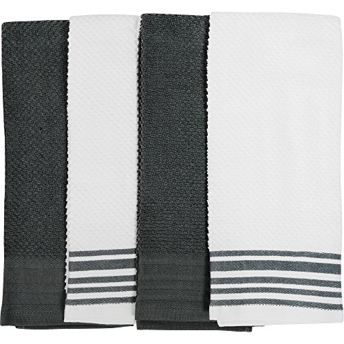 Mainstay Kitchen Towels - Set of 4 (Gray, White)