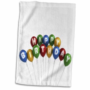 3d rose arranged happy birthday balloons towel, 15" x 22"