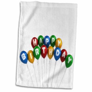 3D Rose Arranged Happy Birthday Balloons Towel, 15" x 22"