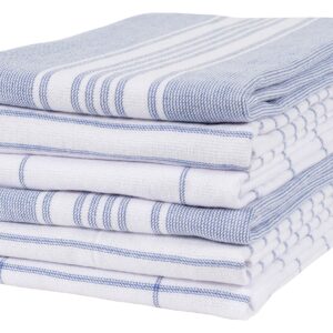 KAF Home Monaco Mixed Yarn Dyed Reversible Terry Dish Towel Set of 6, 100-Percent Egyptian Cotton, 18 x 28-inch Kitchen Towels (Dutch Blue)