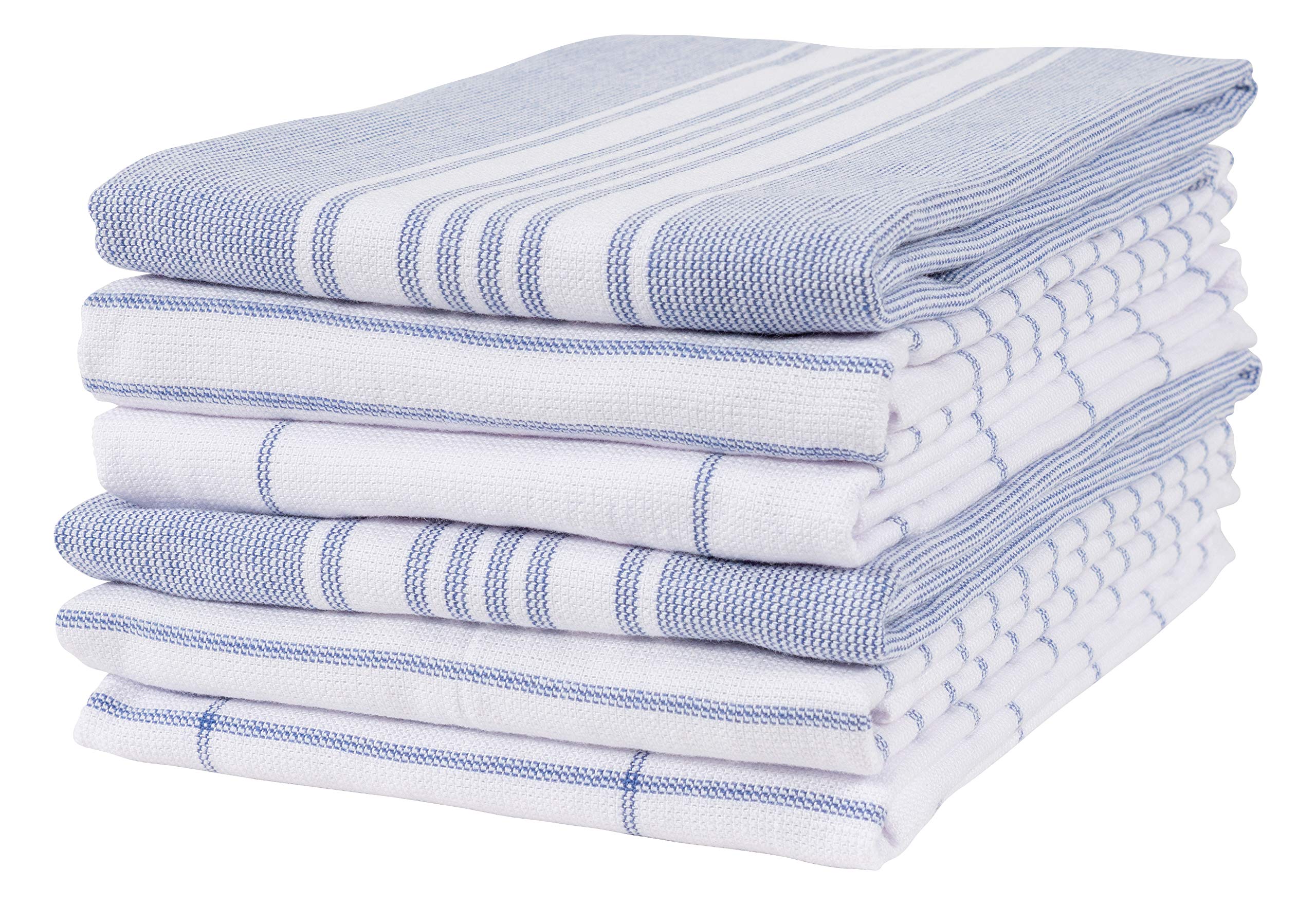 KAF Home Monaco Mixed Yarn Dyed Reversible Terry Dish Towel Set of 6, 100-Percent Egyptian Cotton, 18 x 28-inch Kitchen Towels (Dutch Blue)