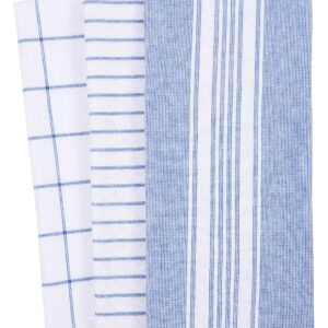 KAF Home Monaco Mixed Yarn Dyed Reversible Terry Dish Towel Set of 6, 100-Percent Egyptian Cotton, 18 x 28-inch Kitchen Towels (Dutch Blue)