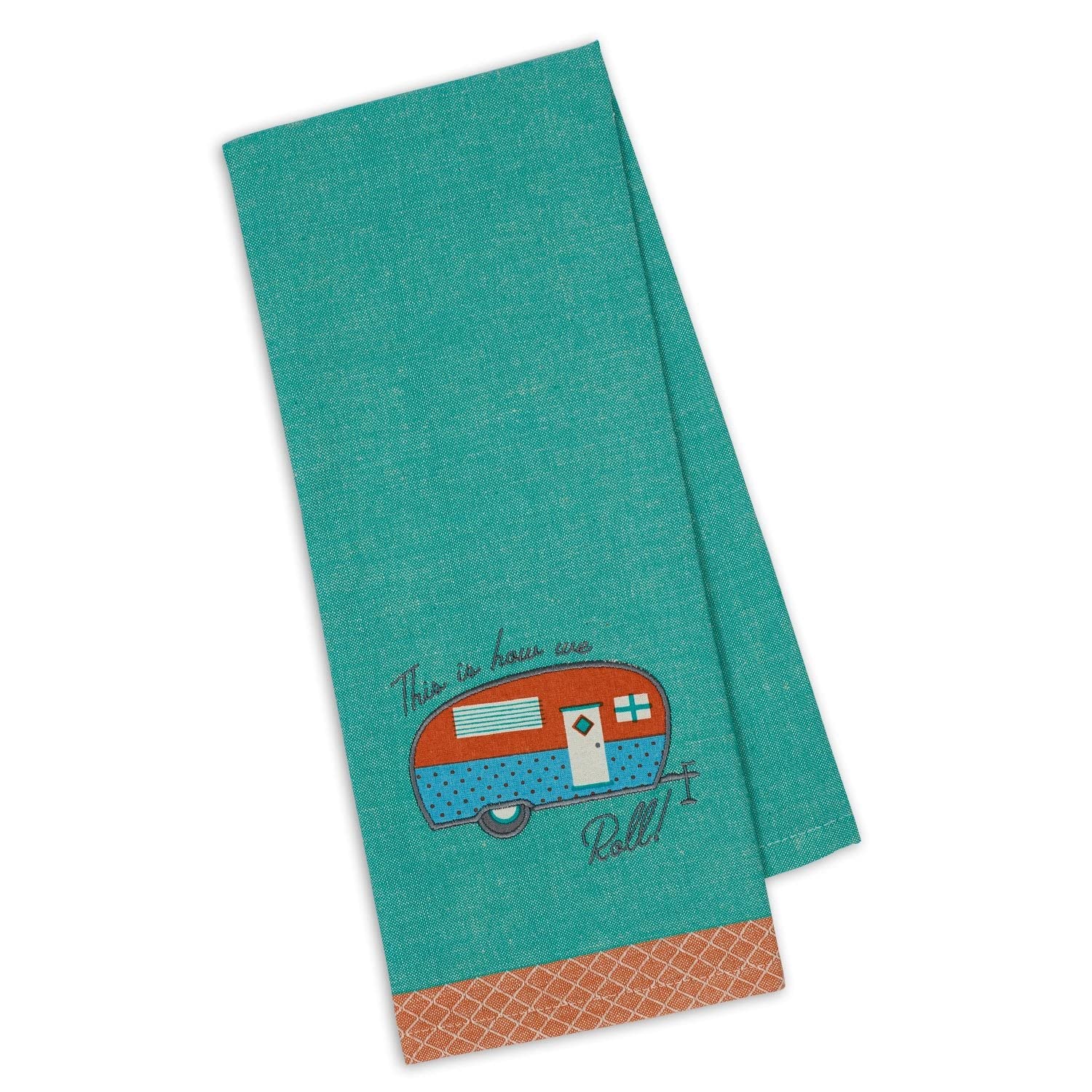 Design Imports DII How We Roll Camper Embellished Dishtowel