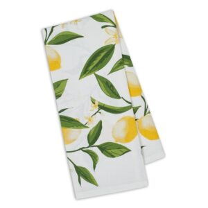 DII Design Imports Coordinating Embroidered and Printed Cotton Dishtowel Sets of 2 Tea Towels (Lemon)