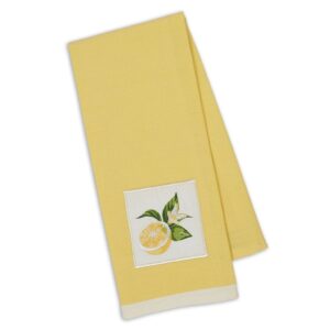 DII Design Imports Coordinating Embroidered and Printed Cotton Dishtowel Sets of 2 Tea Towels (Lemon)