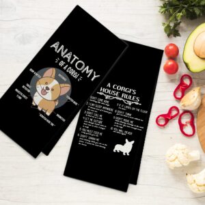 kunlisa Funny Corgi Absorbent Kitchen Towels and Dishcloths 16×24 Inches Set of 4,Cute Corgi Lovers Gifts Hand Towel Dish Towel Tea Towel for Kitchen Bathroom Decor,Corgi Owners Girls Gifts