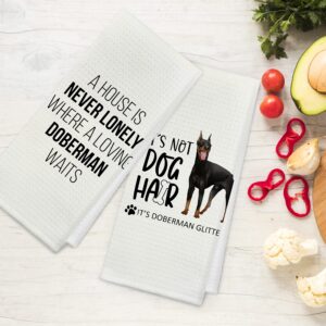 kunlisa Funny Doberman Dog Absorbent Kitchen Towels and Dishcloths 16×24 Inches Set of 4,Cute Doberman Lovers Gifts Hand Towel Dish Towel Tea Towel for Kitchen Bathroom Decor,Doberman Owners Gifts