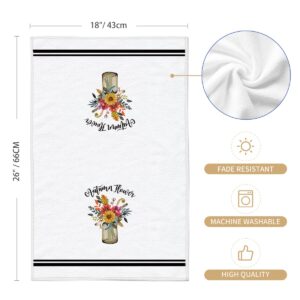 Artoid Mode Flower Vase Hello Pumpkin Truck Fall Kitchen Towels and Dish Towels, 18 x 26 Inch Harvest Holiday Drying Cloth Tea Towels for Cooking Baking Set of 4