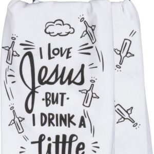 Primitives by Kathy 36912 LOL Made You Smile Dish Towel, 28", I Love Jesus, But…