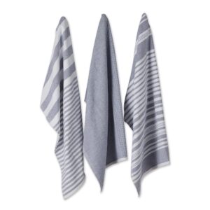 dii french terry collection kitchen dishtowel set, 18x28, french blue assorted, 3 piece