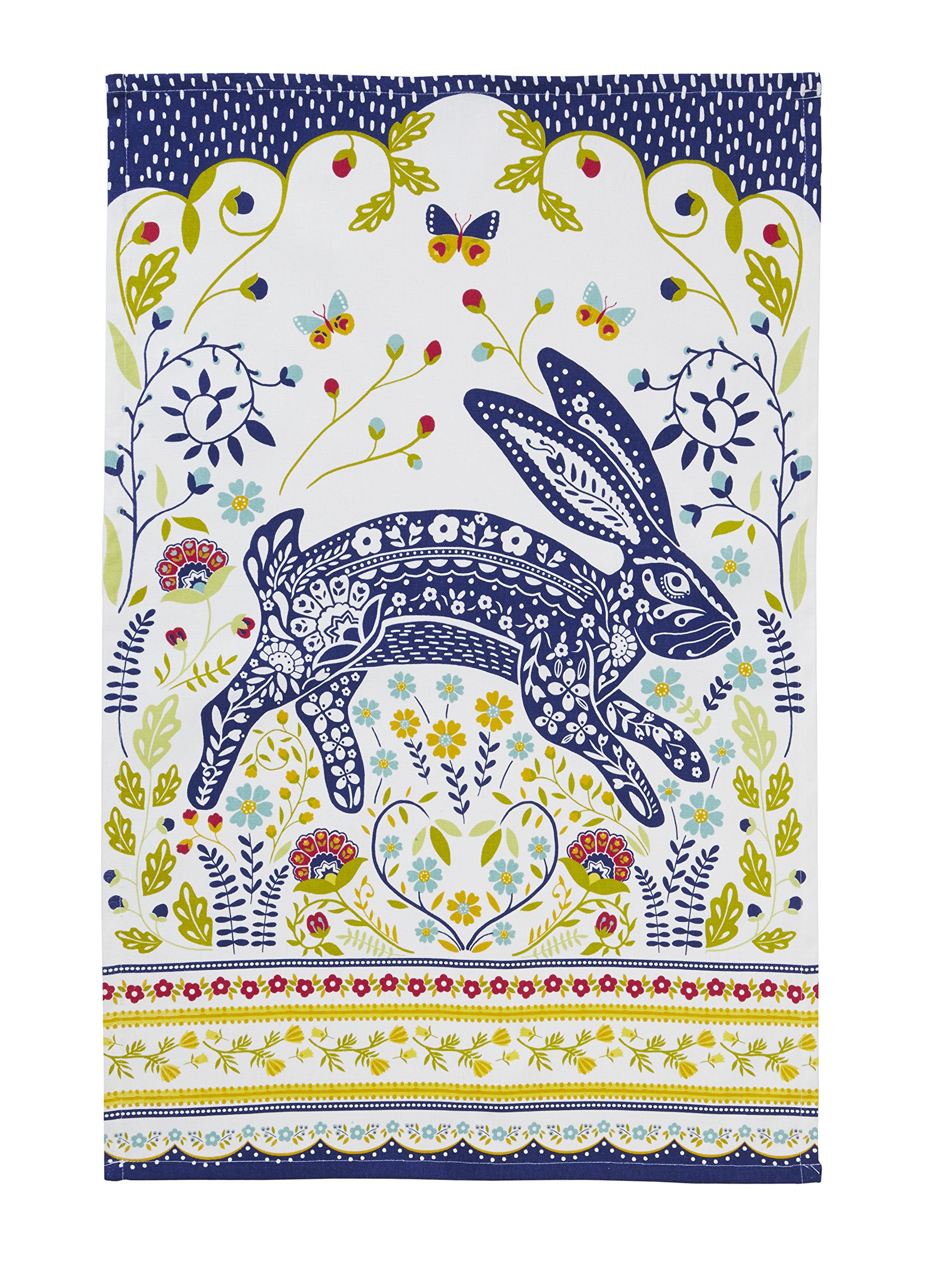 Ulster Weavers Tea Towel Cotton, Durable & Machine Washable, Eco-Friendly Design, Ideal Size, Animal Theme, Woodland Hare, Blue