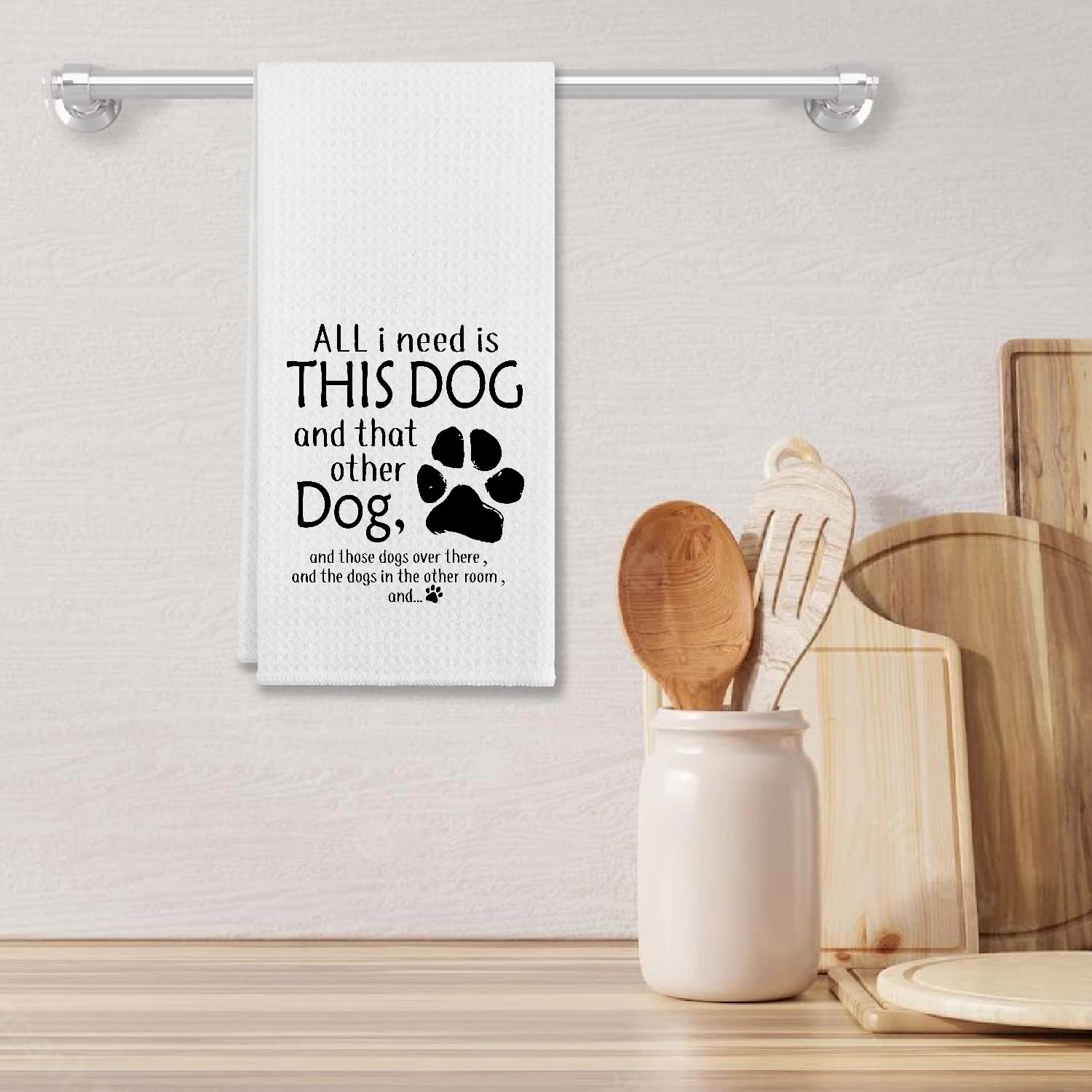 EIONEY All I Need is This Dog Funny Pawprint Kitchen Towels & Tea Towels,Dish Cloth Flour Sack Hand Towel for Farmhouse Kitchen Decor,24 X 16 Inches Cotton Dish Towels Dishcloths,Dog Lovers Gifts