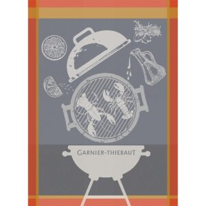 garnier thiebaut french jacquard kitchen towel 100% cotton kitchen and cooking collection (lobster grill charcoal)