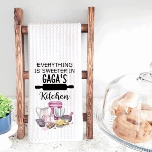 TSOTMO Gaga Gift Gaga Everything is Sweeter in Gaga’s Kitchen Grandma Kitchen Towel Dish Towel (Sweeter GAGA)