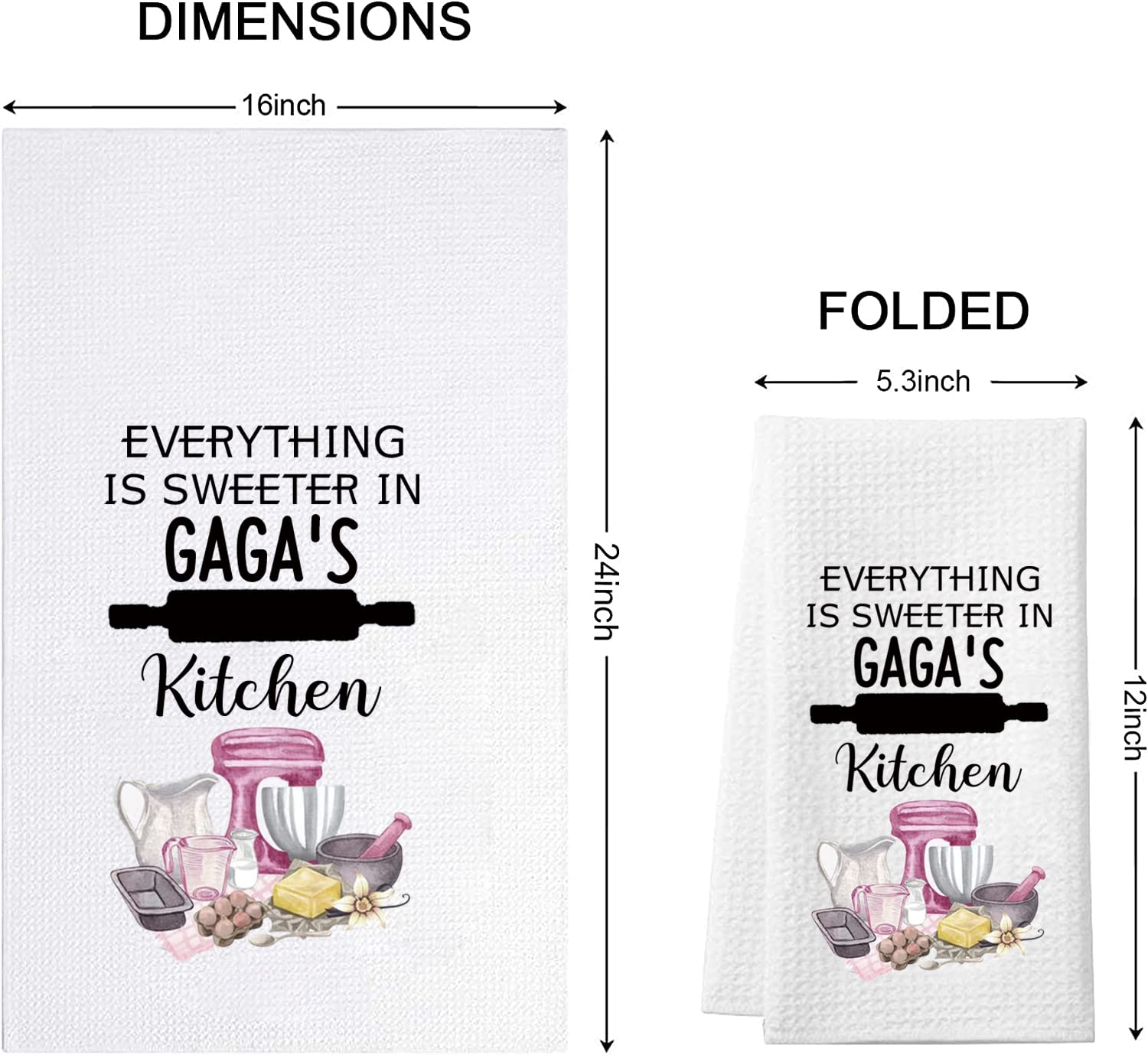 TSOTMO Gaga Gift Gaga Everything is Sweeter in Gaga’s Kitchen Grandma Kitchen Towel Dish Towel (Sweeter GAGA)