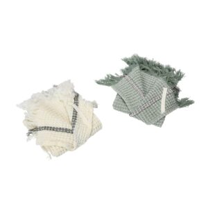 Creative Co-Op Cotton Waffle Weave Fringe, Set of 2 Colors Tea Towels, Multi