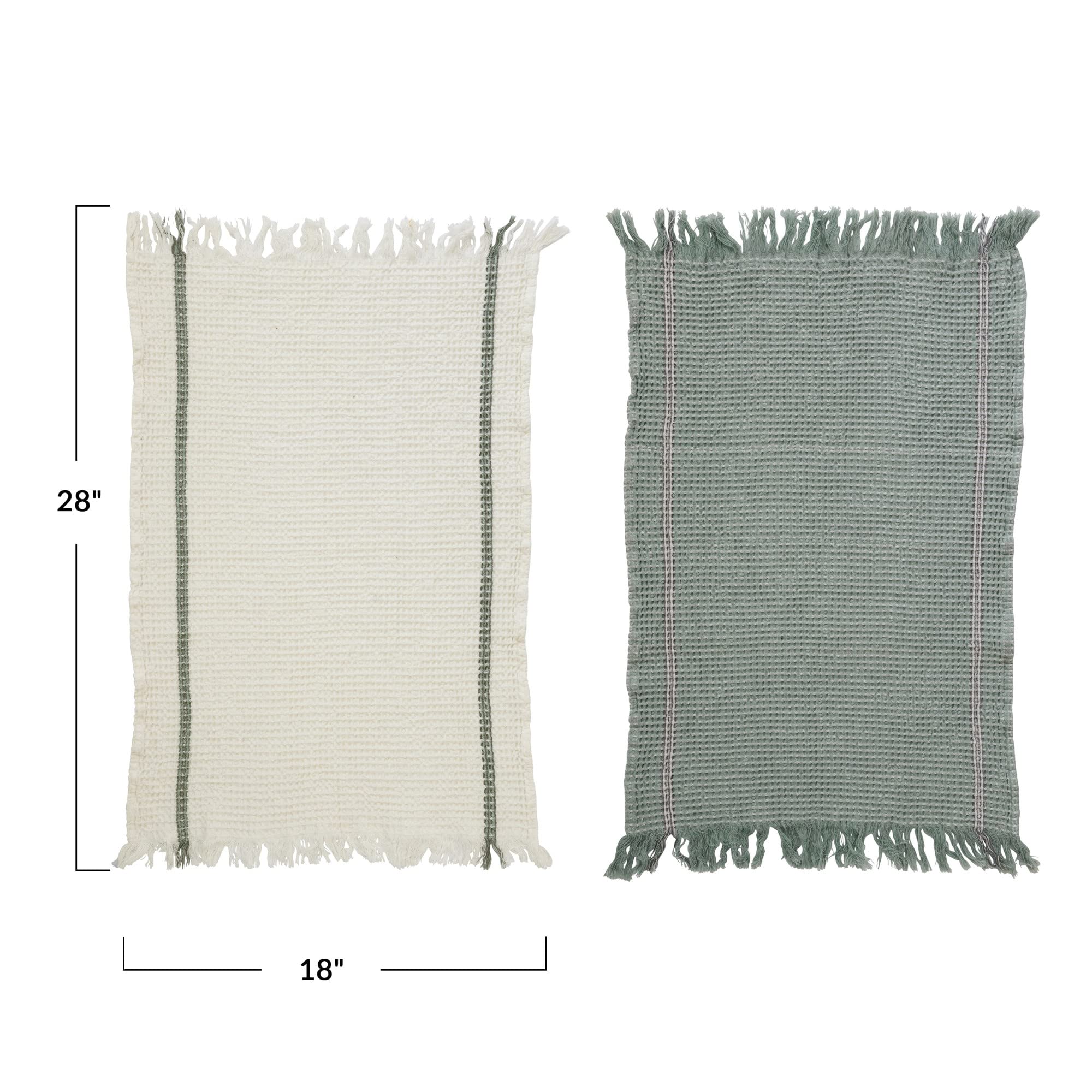 Creative Co-Op Cotton Waffle Weave Fringe, Set of 2 Colors Tea Towels, Multi